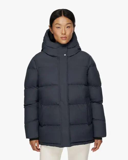 QUARTZ CO. Paige Hooded Down Winter Jacket - True Navy