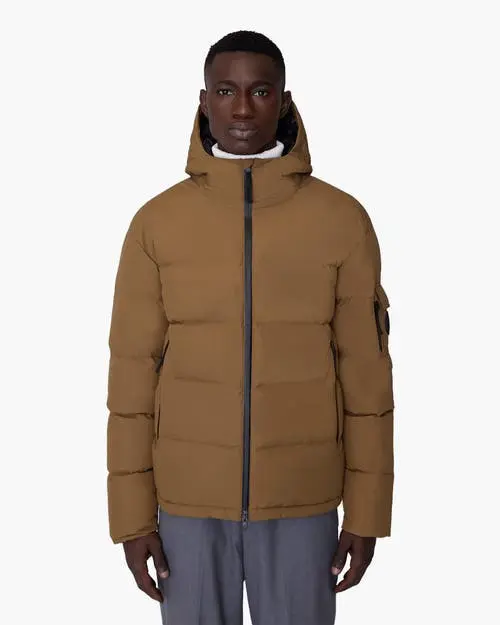 QUARTZ CO. Dawson Hooded Recycled Down Jacket - Camel