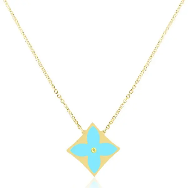 THE LOVERY FINE JEWELRY Luxe Flower Necklace - Turquoise