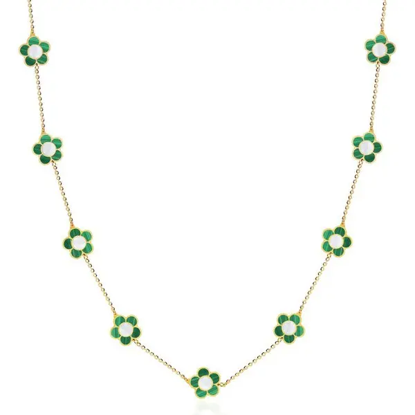 THE LOVERY FINE JEWELRY Daisy Necklace - Malachite