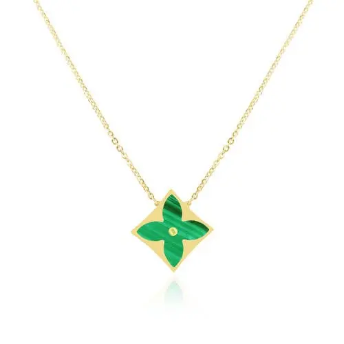 THE LOVERY FINE JEWELRY Flower Pendant Necklace - Malachite