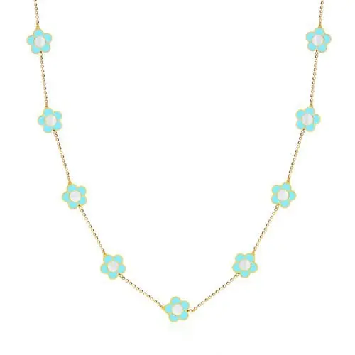 THE LOVERY FINE JEWELRY Daisy Necklace - Turquoise