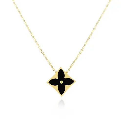 THE LOVERY FINE JEWELRY Luxe Flower Necklace - Onyx