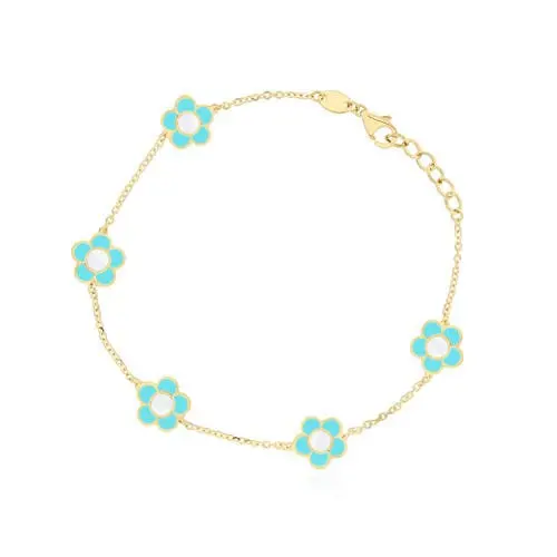 THE LOVERY FINE JEWELRY Daisy Chain Bracelet - Turquoise