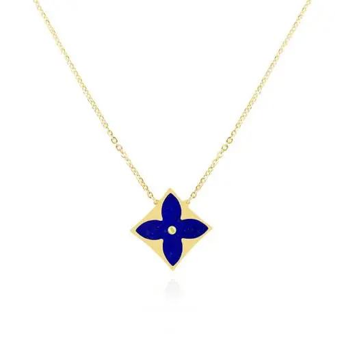 THE LOVERY FINE JEWELRY Flower Lazuli Necklace - Lapis