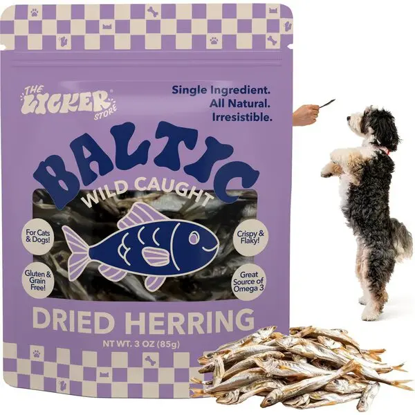 THE LICKER STORE Gluten And Grain-free Omega-3 Single Ingredient Crunchy Dried Fish Treats For Dogs - Baltic Herring (dogs & Cats)