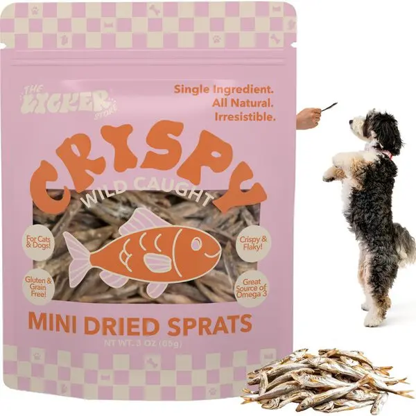 THE LICKER STORE Gluten And Grain-free Omega-3 Single Ingredient Crunchy Dried Fish Treats For Dogs - Baltic Sprats (dogs & Cats)