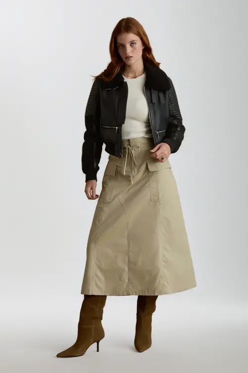 FURNIQ UK Lucinda Shearling-lined Leather Bomber Jacket