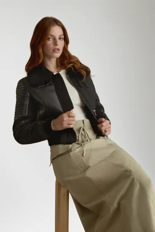 FURNIQ UK Lucinda Shearling-lined Leather Bomber Jacket