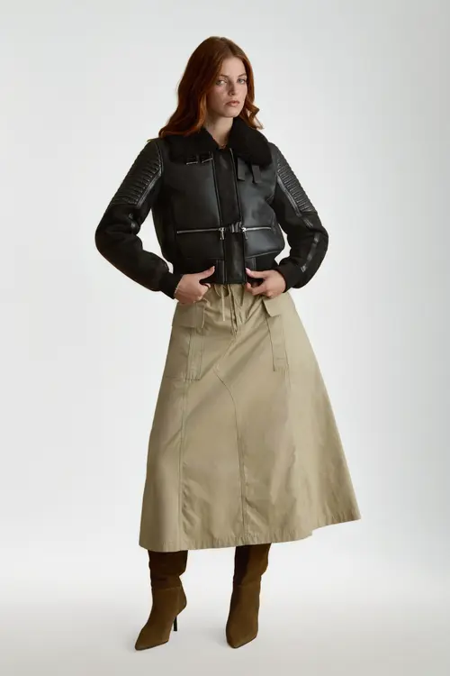 FURNIQ UK Lucinda Shearling-lined Leather Bomber Jacket