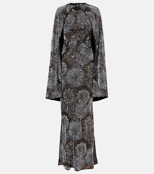 Rabanne Embellished Caped Gown