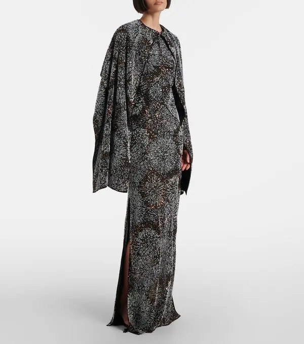 Rabanne Embellished Caped Gown