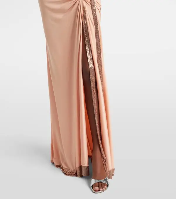 Rabanne Chainmail Satin Gathered Gown