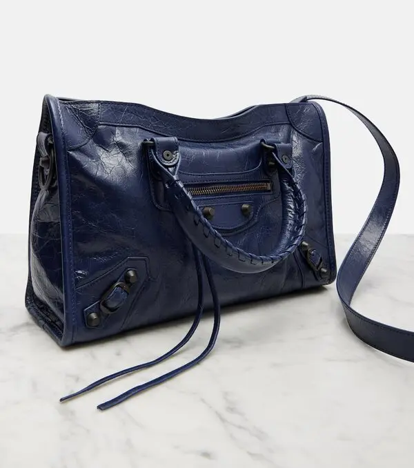 Balenciaga Le City Small Leather Tote Bag - Blue