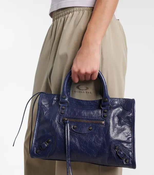 Balenciaga Le City Small Leather Tote Bag - Blue