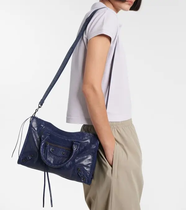 Balenciaga Le City Small Leather Tote Bag - Blue