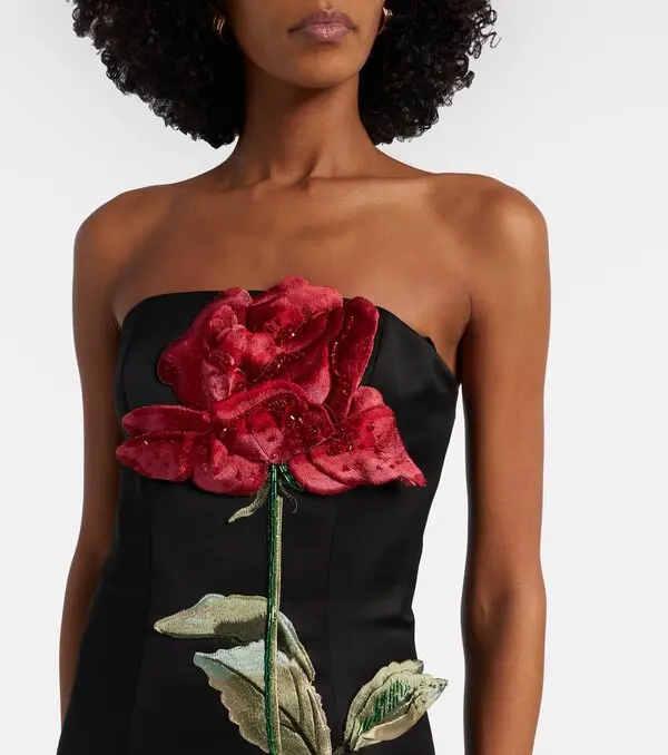 LEO LIN Rayna Floral-appliqué Midi Dress
