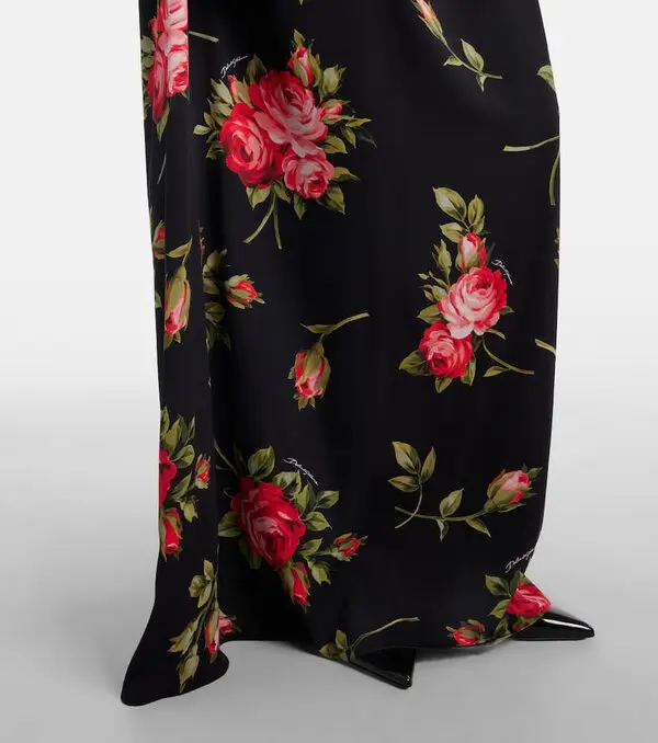 Dolce & Gabbana Floral Caped Silk-blend Gown