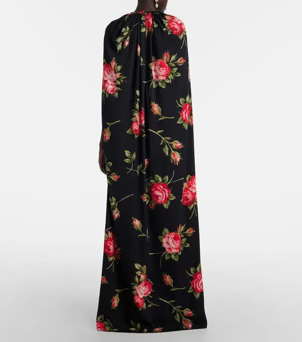Dolce & Gabbana Floral Caped Silk-blend Gown
