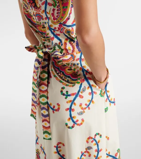 Etro Belted Printed Cotton Maxi Dress - White