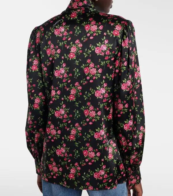 Dolce & Gabbana Floral Tie-neck Silk-blend Blouse