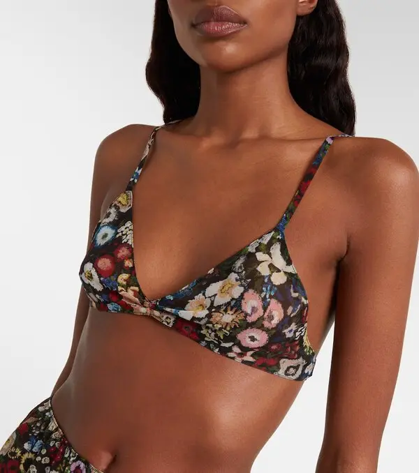 Khaite Talita Floral Silk Bra Top - Multicoloured