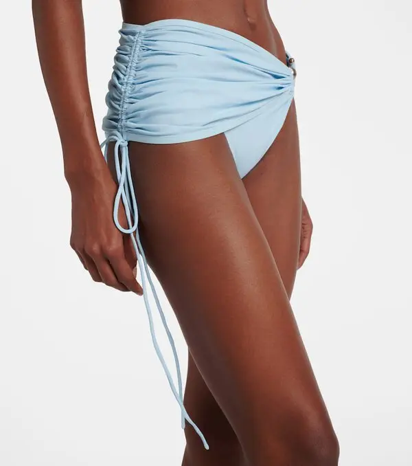 Christopher Esber Orbit Ruched Bikini Bottoms - Blue