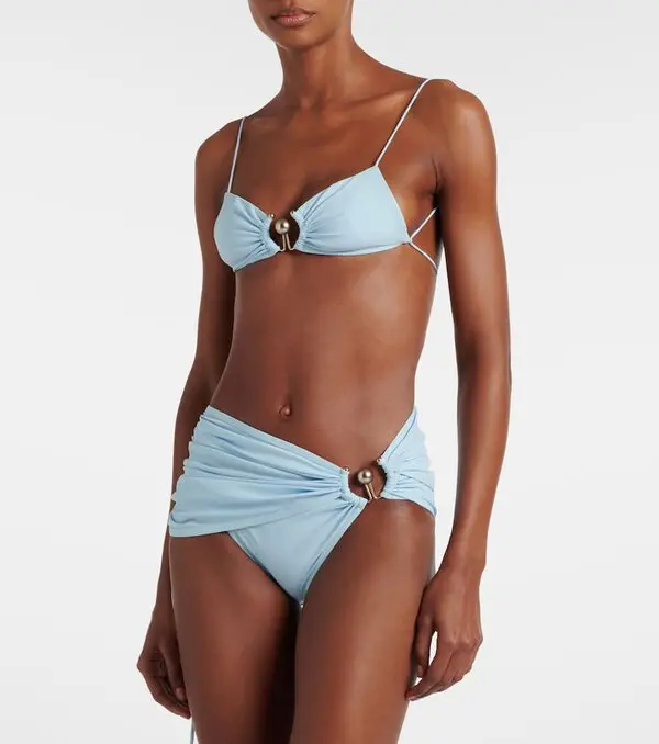 Christopher Esber Orbit Ruched Bikini Bottoms - Blue