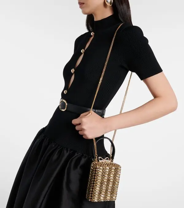 SELF-PORTRAIT Crystal-embellished Box Bag