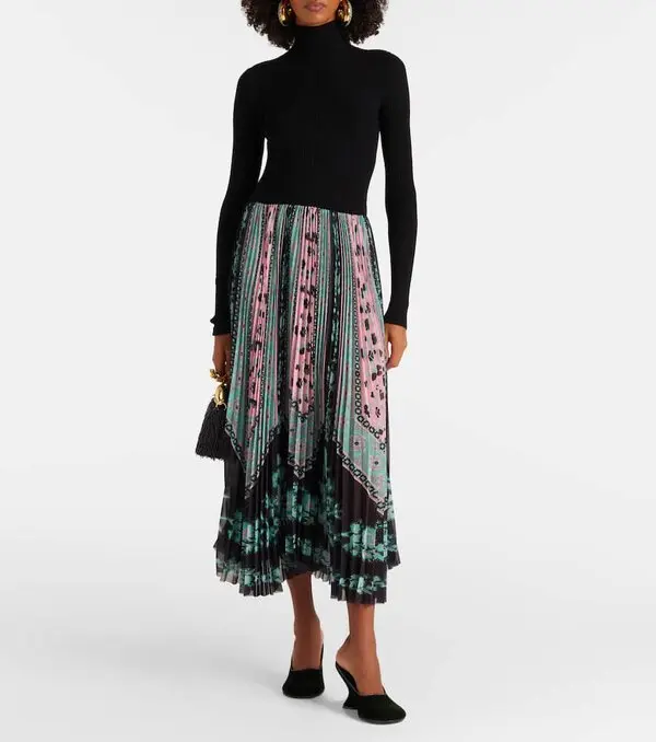 La DoubleJ Moondance Plisse Satin Midi Dress