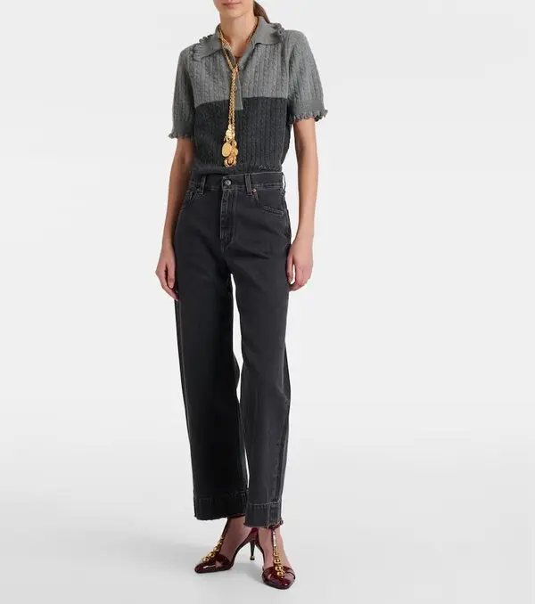 Chloé Cropped High-rise Wide-leg Jeans