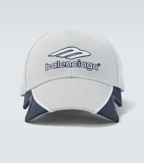 Balenciaga Logo Cotton Baseball Cap - Grey