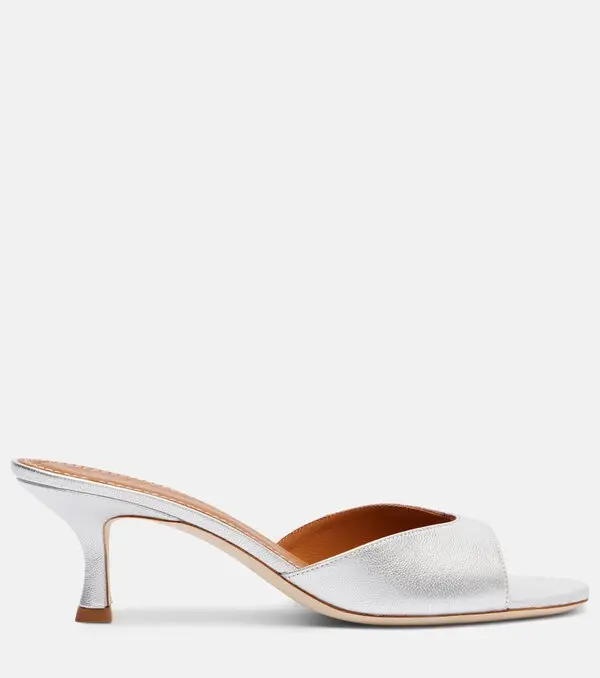 Staud Brigitte Leather Mules - Silver