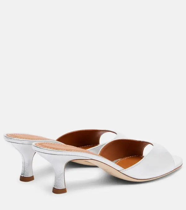 Staud Brigitte Leather Mules - Silver