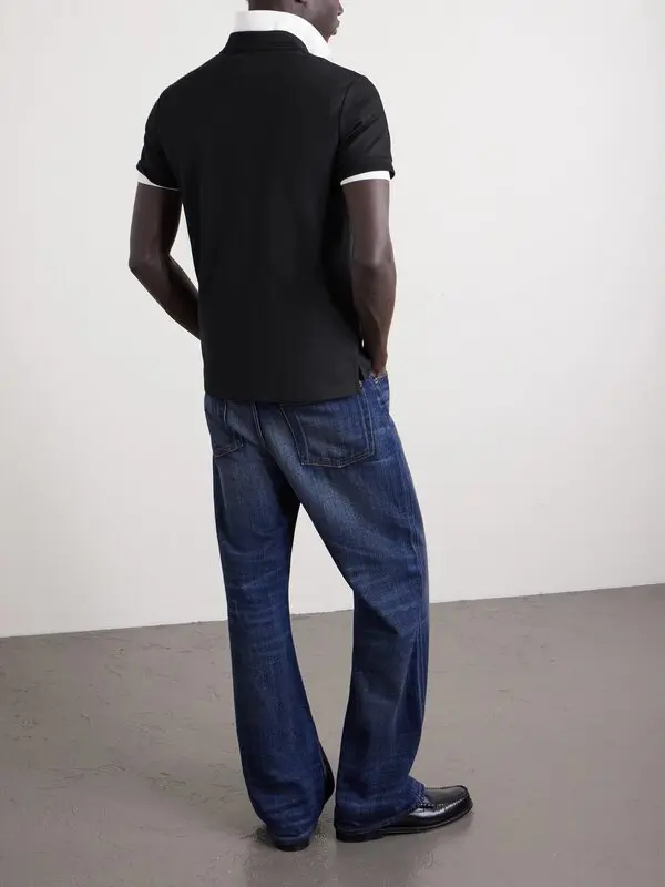 Burberry Ekd Logo-embroidered Cotton-piqué Polo Shirt - Black