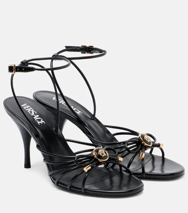 Versace Leather Slingback Sandals - Black
