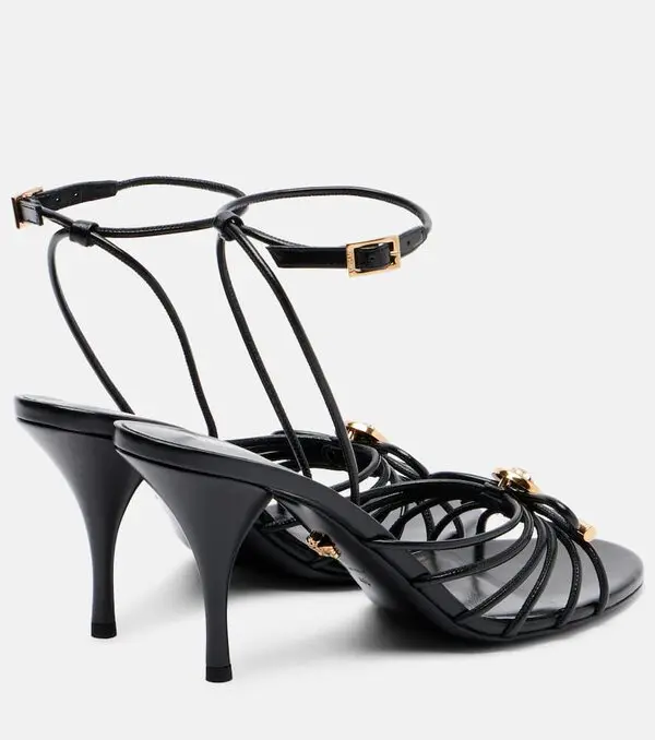 Versace Leather Slingback Sandals - Black
