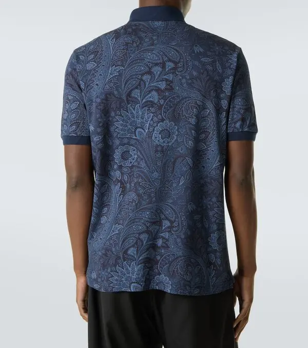 Etro Paisley Cotton Polo Shirt - Blue