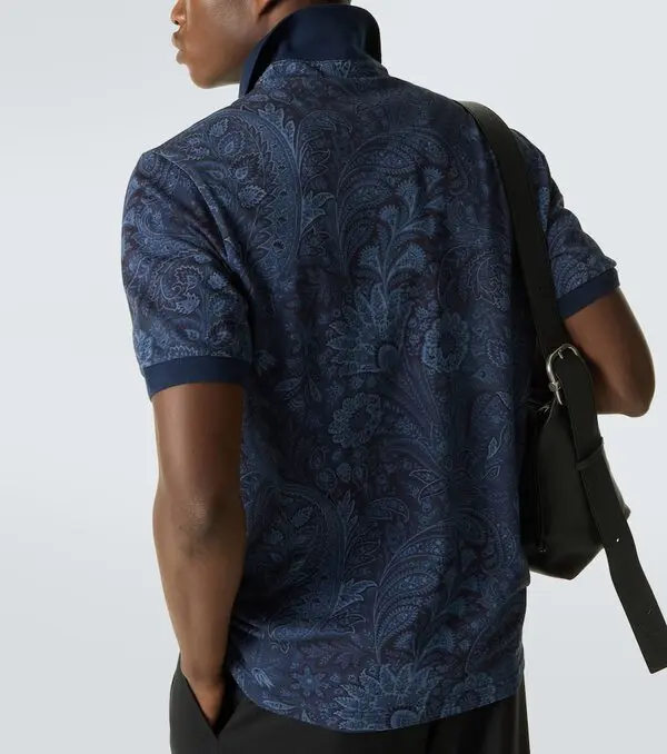 Etro Paisley Cotton Polo Shirt - Blue