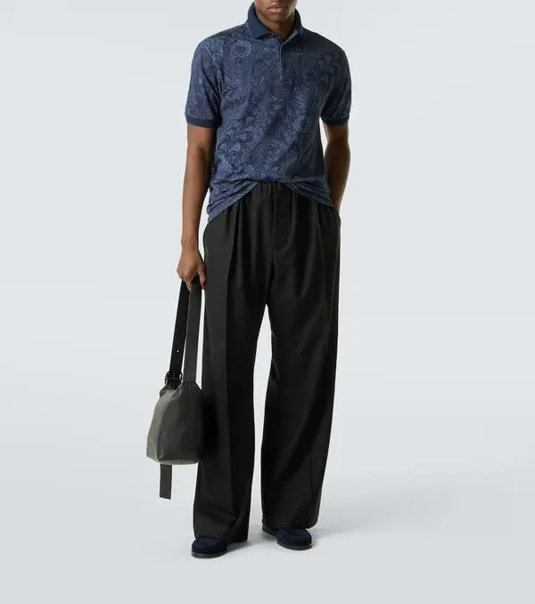 Etro Paisley Cotton Polo Shirt - Blue