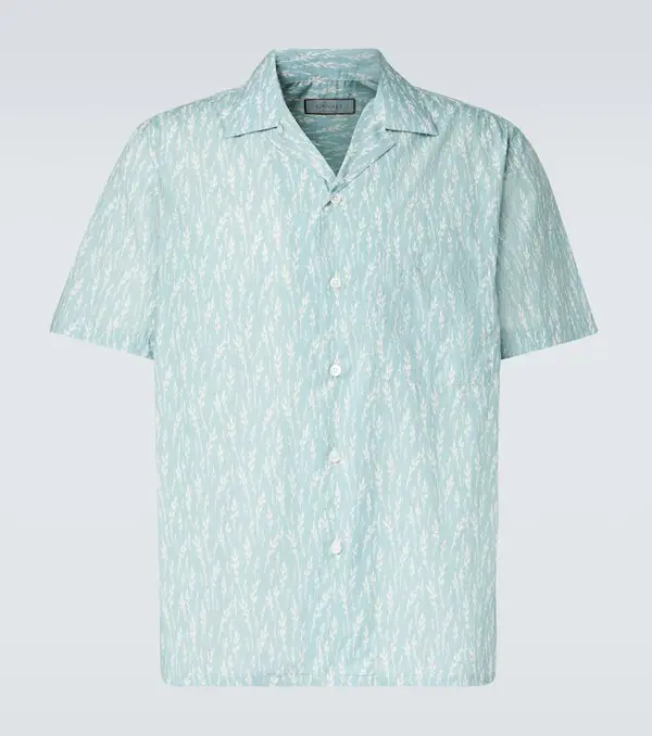 Canali Printed Cotton-blend Bowling Shirt