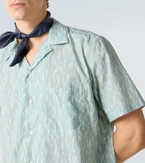 Canali Printed Cotton-blend Bowling Shirt