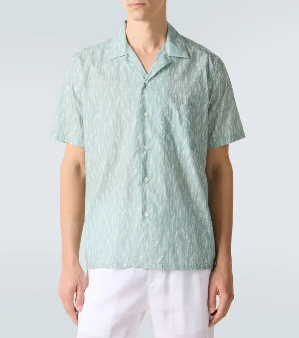 Canali Printed Cotton-blend Bowling Shirt
