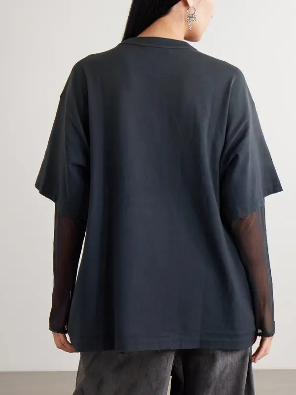 Acne Studios Tinsel-trimmed Layered T-shirt - Gray