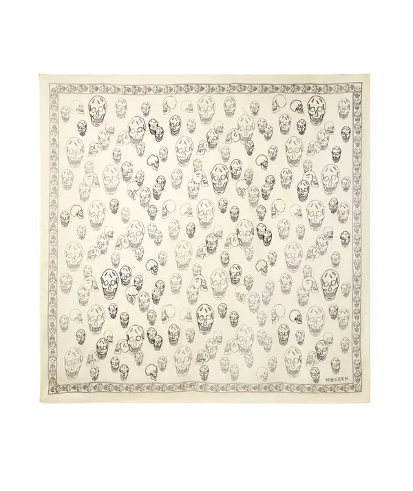 Alexander McQueen Printed Silk Scarf - Ivory