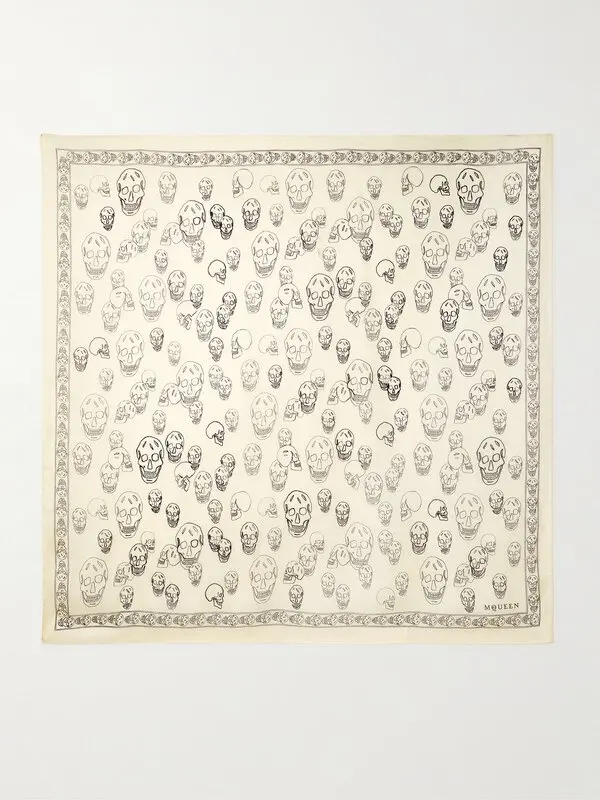 Alexander McQueen Printed Silk Scarf - Neutrals
