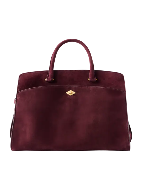 METIER Private Eye Medium Suede Tote With Turn Lock - Purple