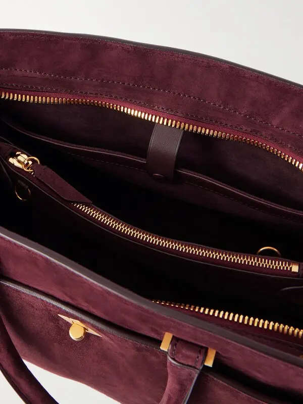 METIER Private Eye Medium Suede Tote With Turn Lock - Purple