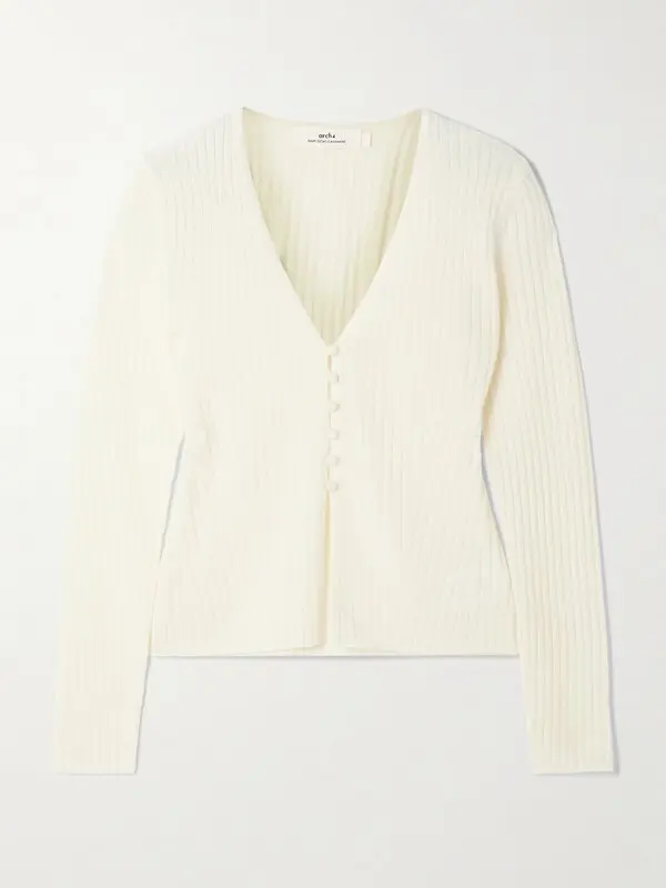 Arch4 Ribbed Organic Cashmere Cardigan