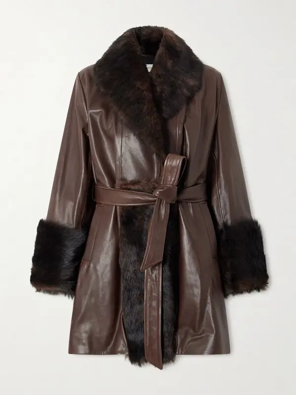 Nour Hammour Carmen Belted Shearling Jacket